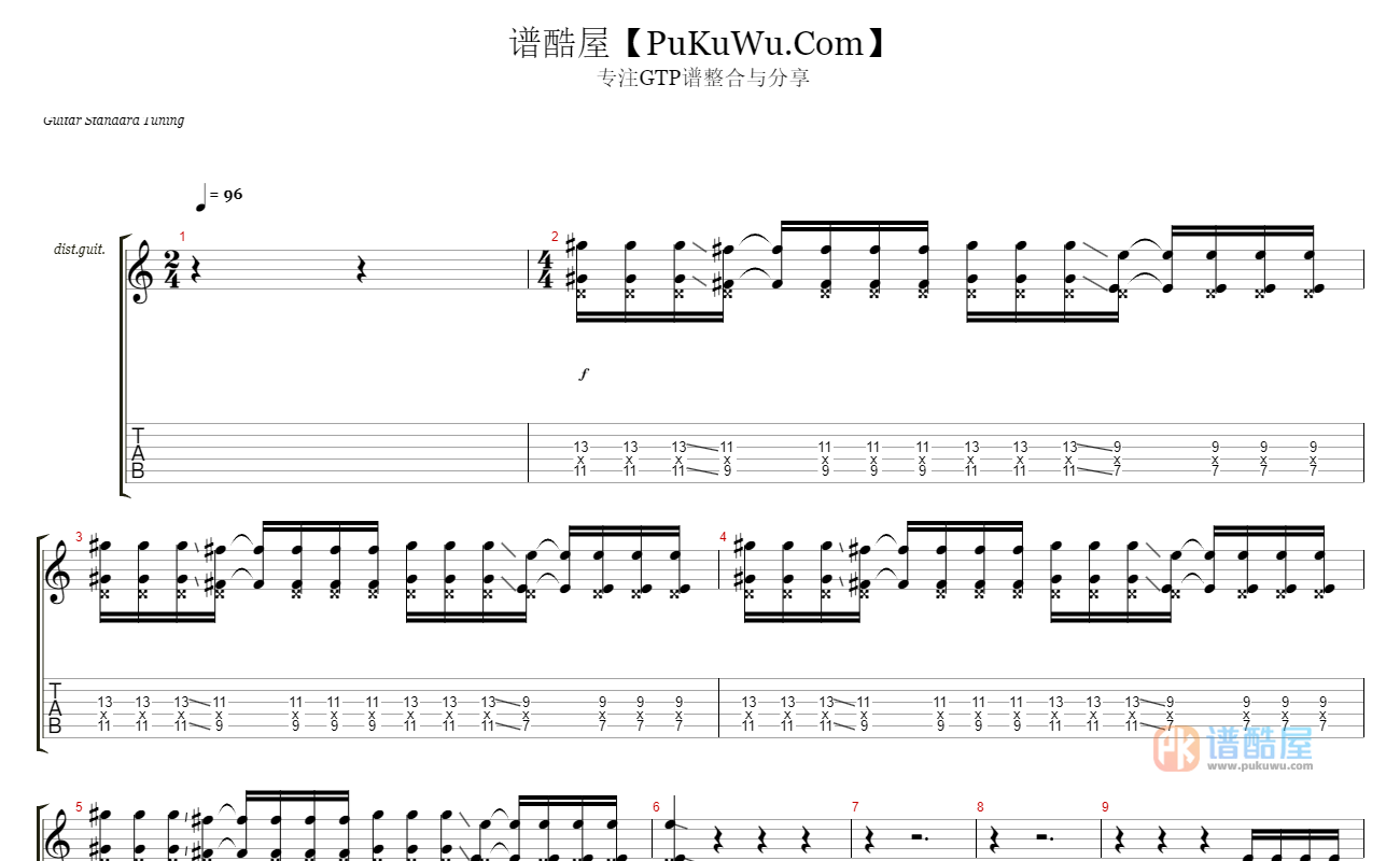 Sum 41《Rhythms》乐队总谱|GTP谱|GTP吉他谱 - 谱酷屋