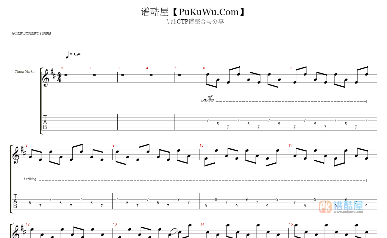 Radiohead《Weird Fishes Arpeggi》乐队总谱|GTP谱|GTP吉他谱 - 谱酷屋