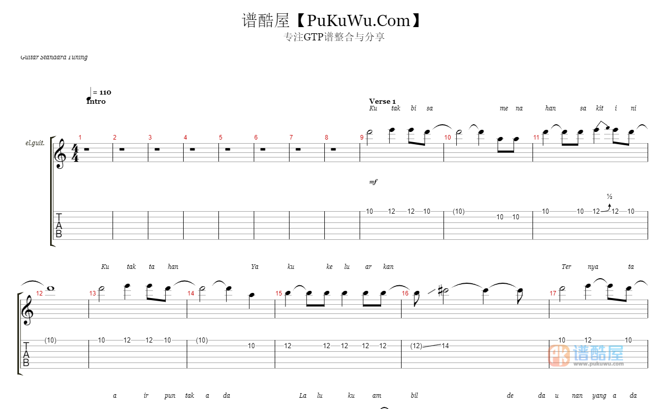 Kufaku《Berak Tak Cebok》乐队总谱|GTP谱|GTP吉他谱 - 谱酷屋